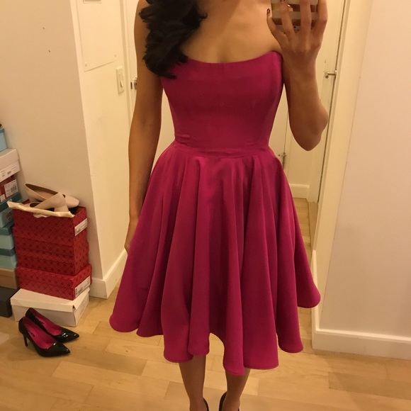 Allison Parris | Dresses | Allison Parris Strapless Silk Dress Fuchsia ...