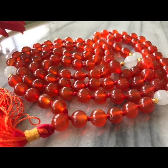 Jewelry | Red Carnelian Handknotted 18 Bead Mala | Poshmark