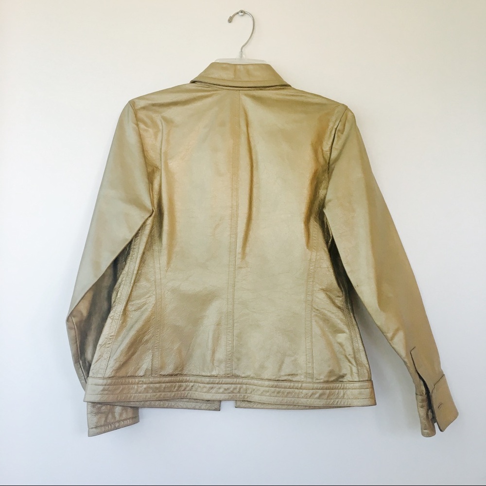 Ellen Tracy Vintage Gold Metallic Leather Jacket - Gem