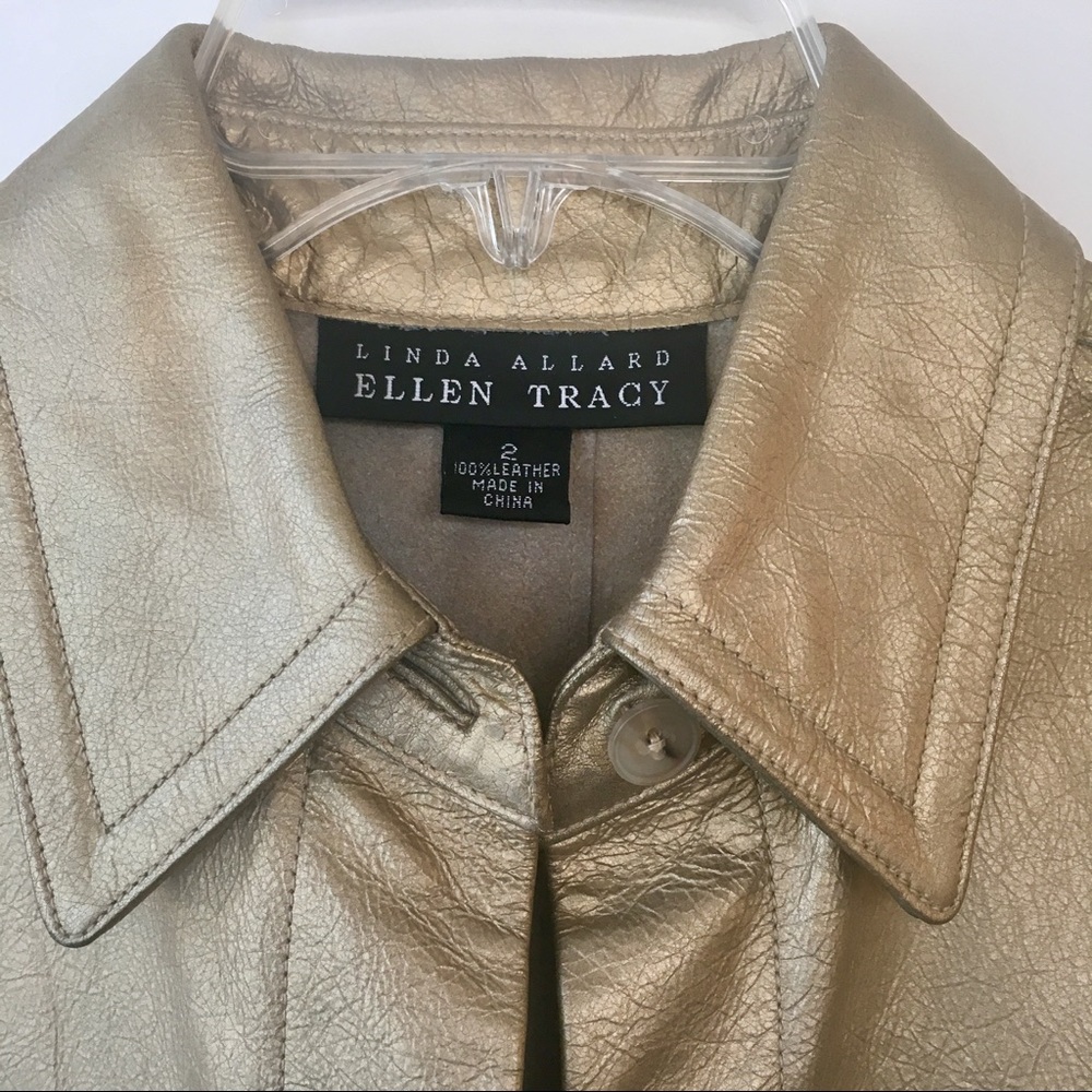 Ellen Tracy Vintage Gold Metallic Leather Jacket - Gem
