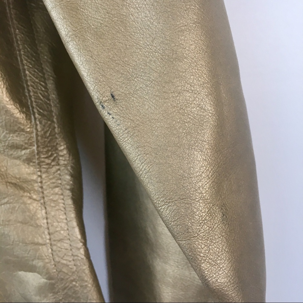 Ellen Tracy Vintage Gold Metallic Leather Jacket - Gem