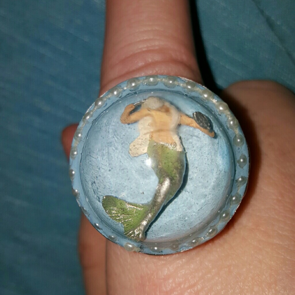 Miniature Mermaid Resin Ring - Gem