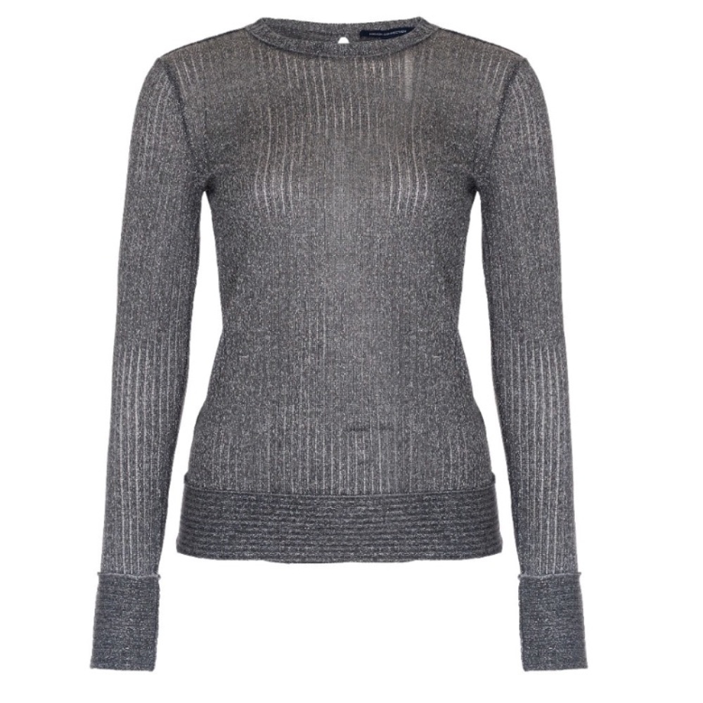 French Connection Flicker Rib Metallic Top - Gem