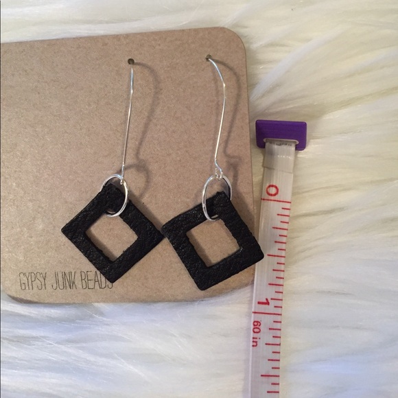 Jewelry | Black Leather Diamond Shape Earrings | Poshmark