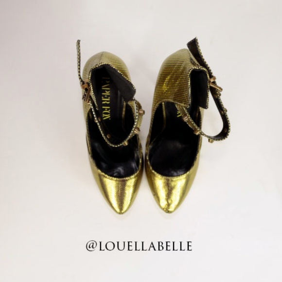 Paper Fox | Shoes | Paper Fox Gold Studded Zora Size 9 Platform Heel ...