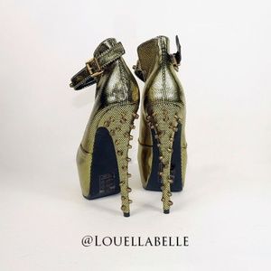 Paper Fox | Shoes | Paper Fox Gold Studded Zora Size 9 Platform Heel ...