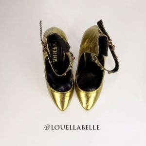 Paper Fox | Shoes | Paper Fox Gold Studded Zora Size 9 Platform Heel ...