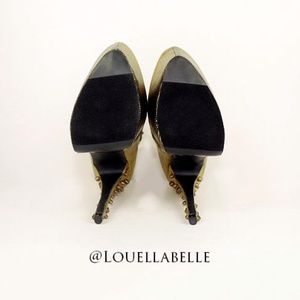 Paper Fox | Shoes | Paper Fox Gold Studded Zora Size 9 Platform Heel ...