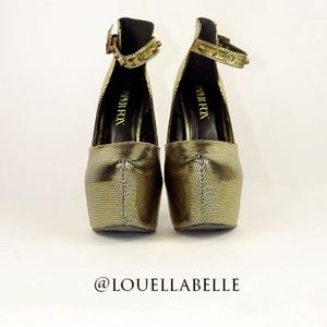 Paper Fox | Shoes | Paper Fox Gold Studded Zora Size 9 Platform Heel ...