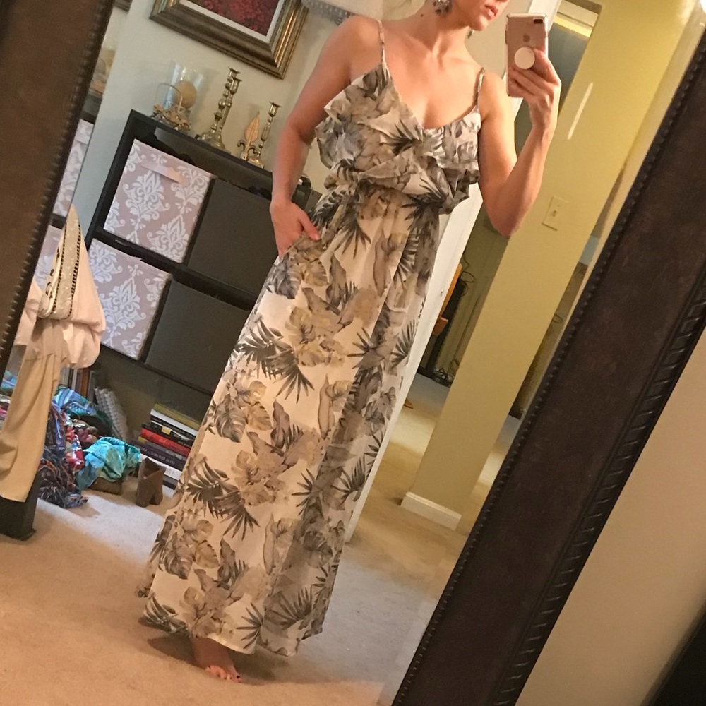 Flirty Maxi Dress, Sheer From Knee Down - Gem
