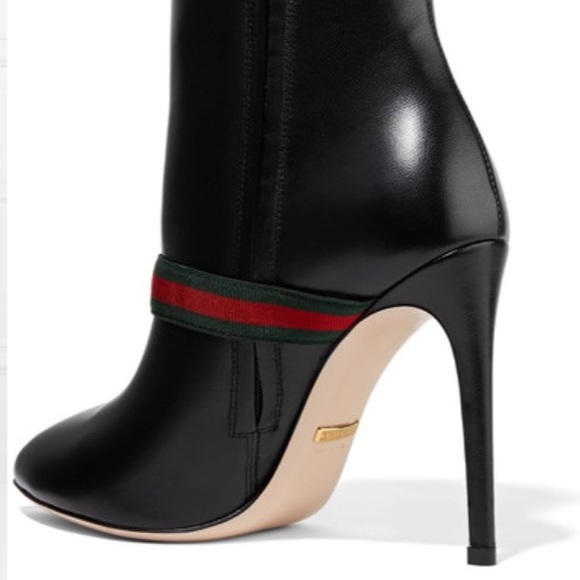 Gucci | Shoes | Sylvie Grosgraintrimmed Leather Ankle Boots | Poshmark
