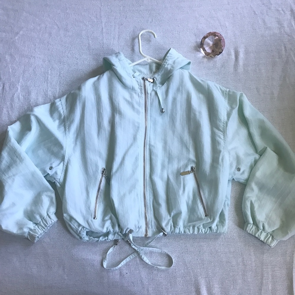 Light Teal Color Bomber Jacket - Gem