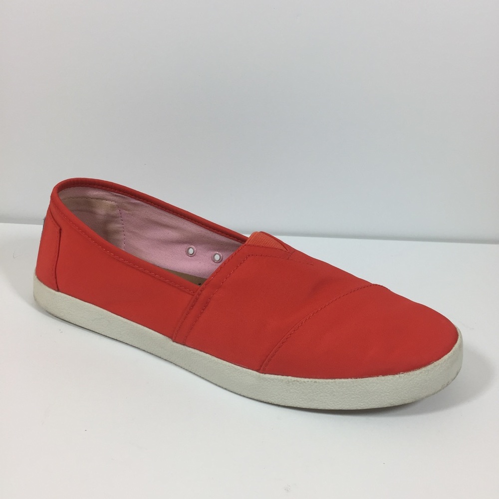 Toms Avalon Red Orange Nylon Sneaker Slip On 10 - Gem