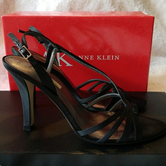Anne Klein | Shoes | Anne Klein Black Satin Dress Heels 8 2m | Poshmark