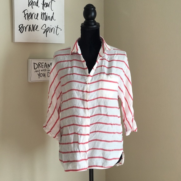 Zara | Tops | Zara Basic Striped Button Down W Keyhole Back | Poshmark