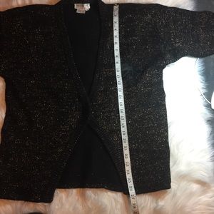 Sweaters | Vintage Black And Gold Metallic Cardigan Holiday | Poshmark