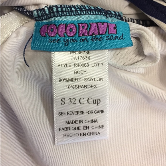 Coco Rave | Swim | S 32c Coco Rave Navy White Striped Ruffle Swimsuit ...
