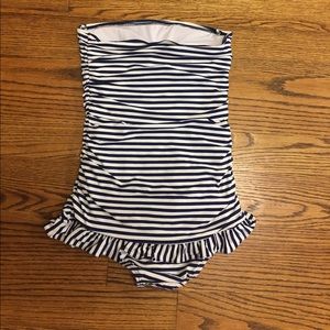 Coco Rave | Swim | S 32c Coco Rave Navy White Striped Ruffle Swimsuit ...