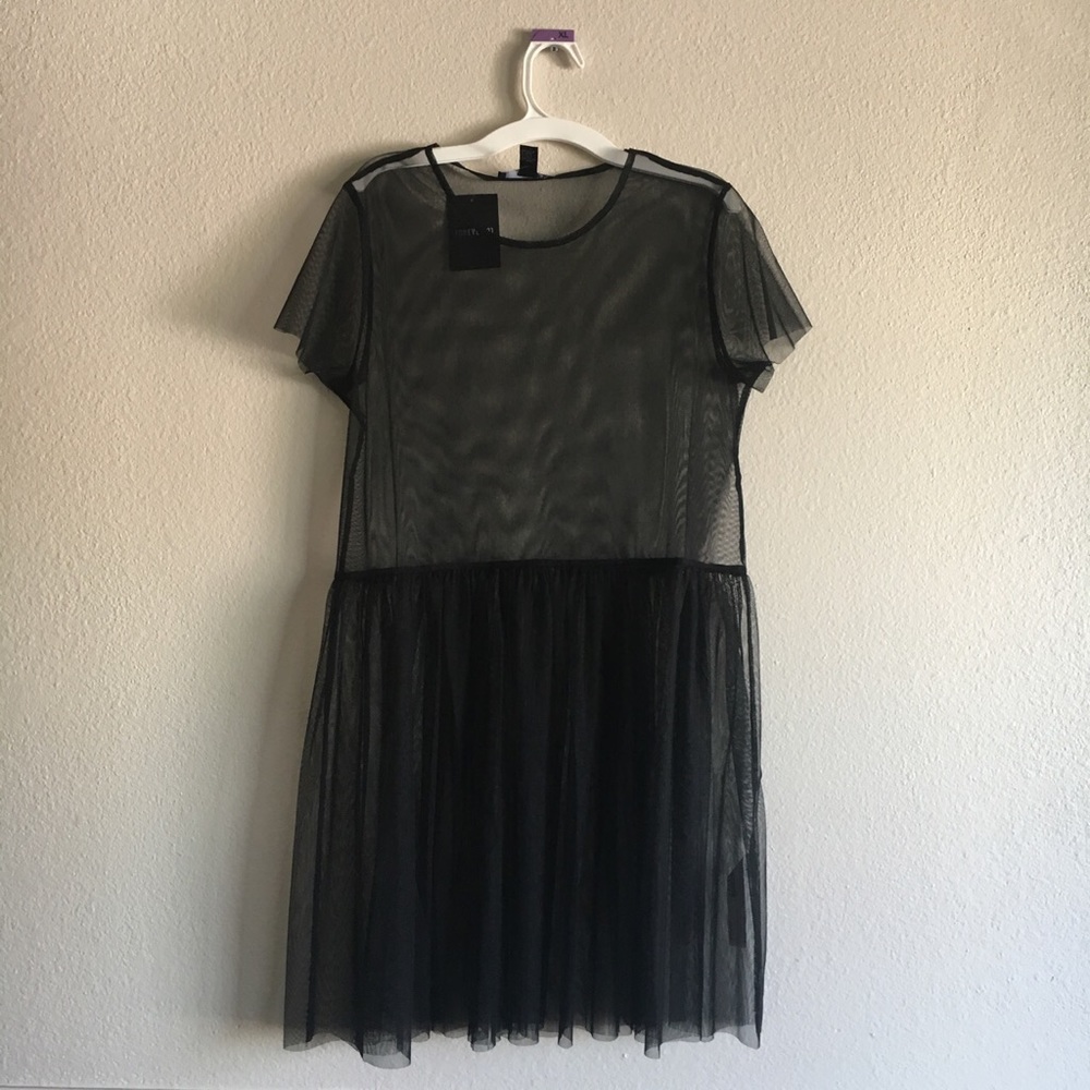 Black Mesh Dress - Gem