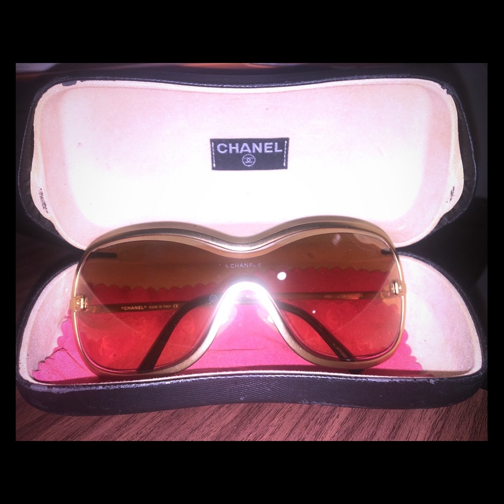 Channel Golden Frame With Brown Lenses -Sunglasses - Gem