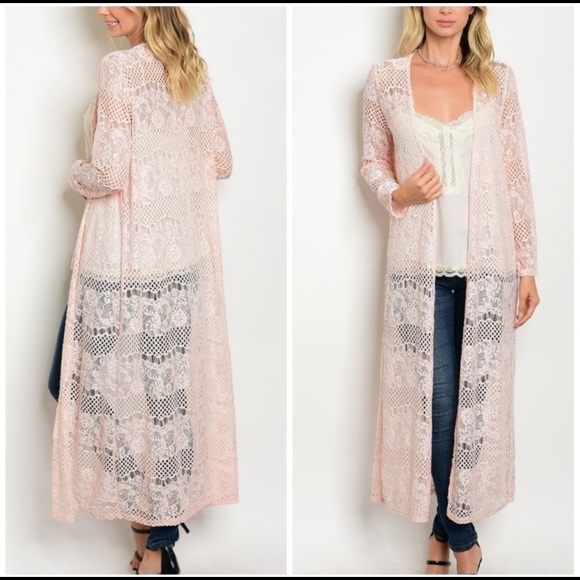 Threadzwear | Sweaters | Nwt Pink Lace Duster | Poshmark