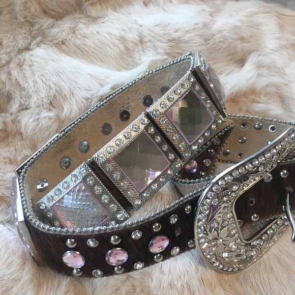 Nocona | Accessories | Blinged Out Cow Hide Western Show Belt | Poshmark