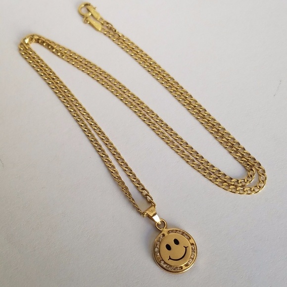 Jewelry | 14k Yellow Gold Emoji Happy Smiley Face 2chain | Poshmark