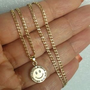Jewelry | 14k Yellow Gold Emoji Happy Smiley Face 2chain | Poshmark