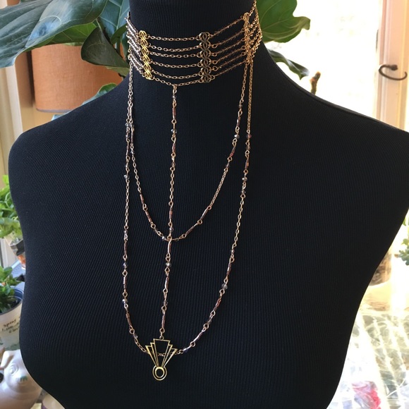 Free People | Jewelry | Free People Enchained Gold Graphic Chain Choker ...