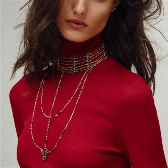 Free People | Jewelry | Free People Enchained Gold Graphic Chain Choker ...