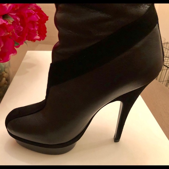 Yves Saint Laurent | Shoes | Ysl Leather And Suede Trim Boots | Poshmark