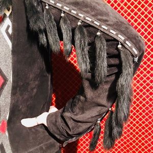 Jackets & Coats | Southwestern Red Black Tribal Suede Fur Jacket | Poshmark