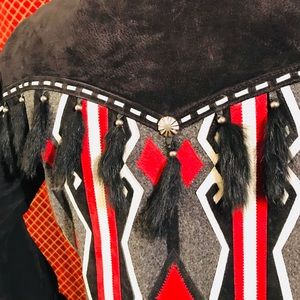 Jackets & Coats | Southwestern Red Black Tribal Suede Fur Jacket | Poshmark