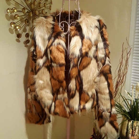 Jackets & Coats | Faux Fur Calico Jacket | Poshmark