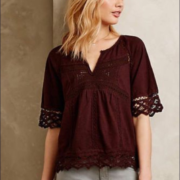 Anthropologie | Tops | Anthropologie Akemi Kin Brown Lacy Top | Poshmark