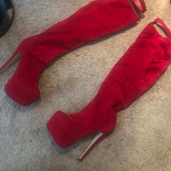 Shoes | Red Long Boots | Poshmark