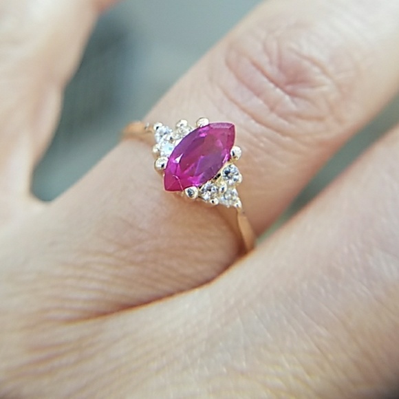 Jewelry | 14k Solid Yellow Gold Ruby Marquise Ring | Poshmark