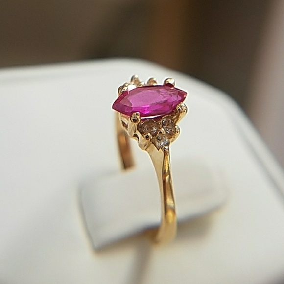 Jewelry | 14k Solid Yellow Gold Ruby Marquise Ring | Poshmark
