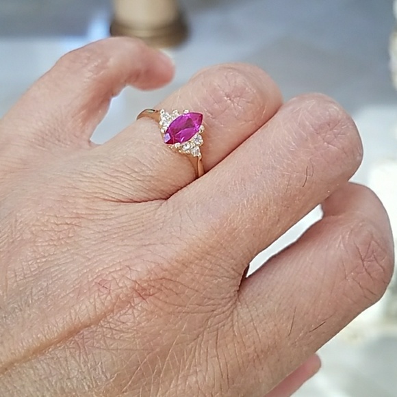 Jewelry | 14k Solid Yellow Gold Ruby Marquise Ring | Poshmark