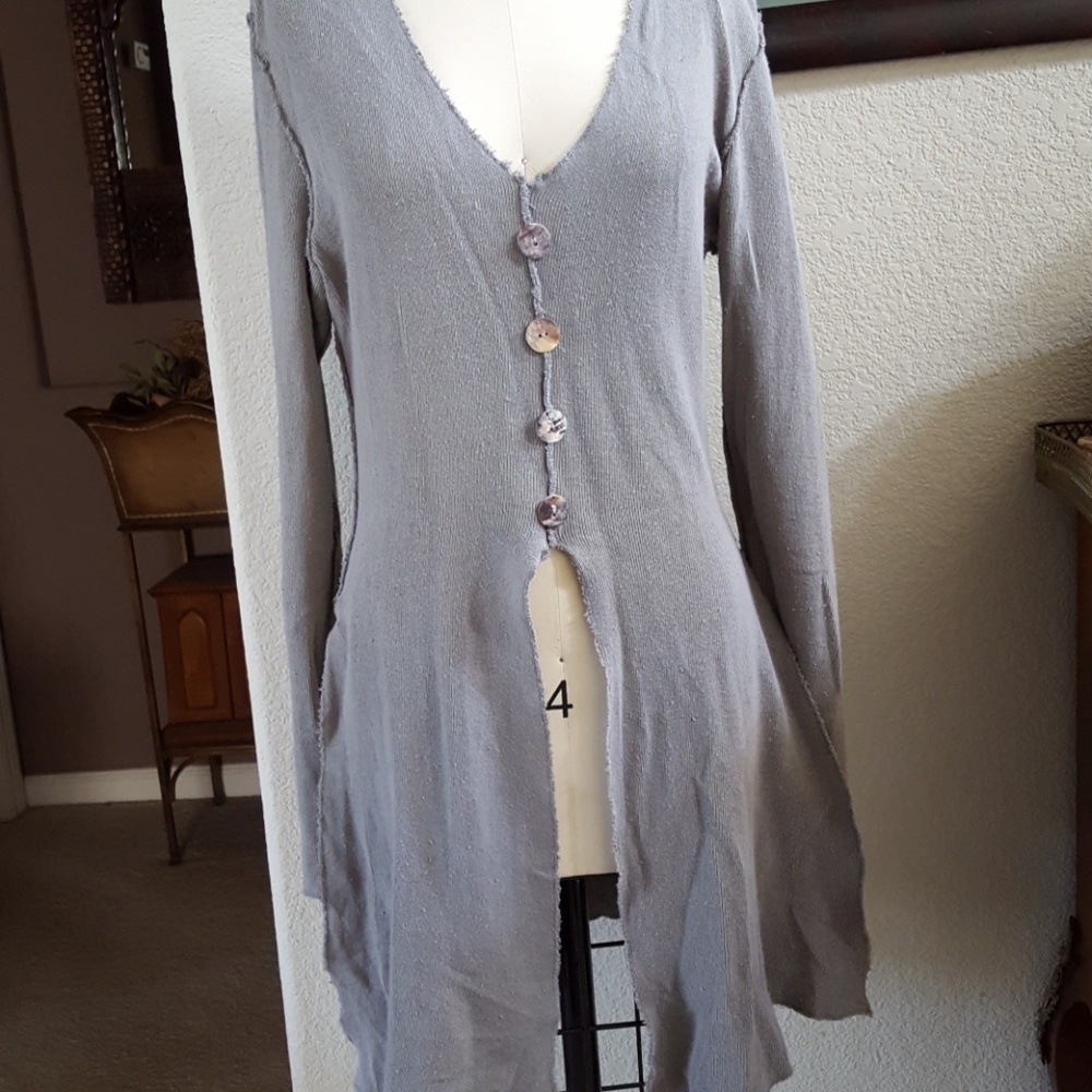 80's Vintage Slub Knit Split Front& Sides Tunic - Gem