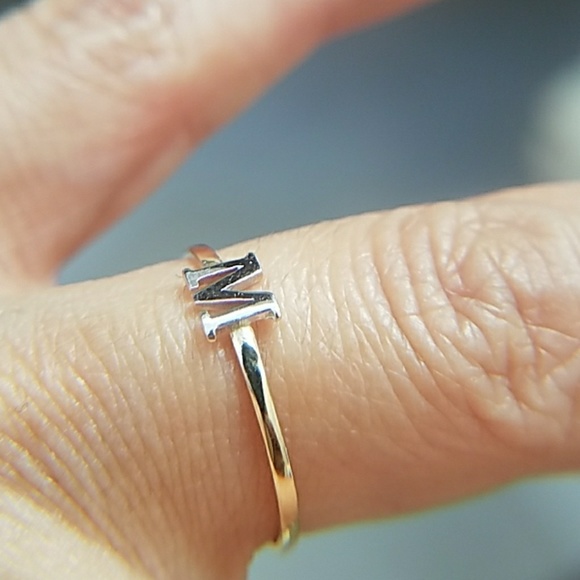 Jewelry | 14k Gold Initial Letter M Dainty Ring All Letter | Poshmark