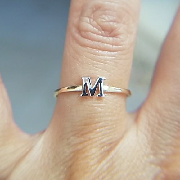Jewelry | 14k Gold Initial Letter M Dainty Ring All Letter | Poshmark