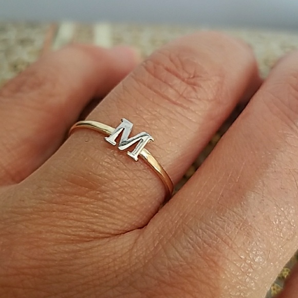 Jewelry | 14k Gold Initial Letter M Dainty Ring All Letter | Poshmark