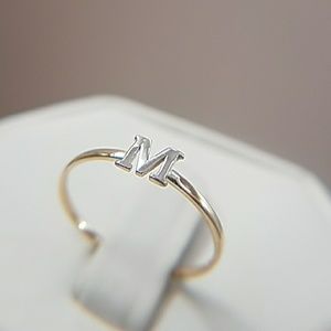 Jewelry | 14k Gold Initial Letter M Dainty Ring All Letter | Poshmark