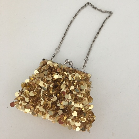 beam chara | Bags | Gold Sequin Mini Kiss Lock Purse Beam Chara Nwt ...