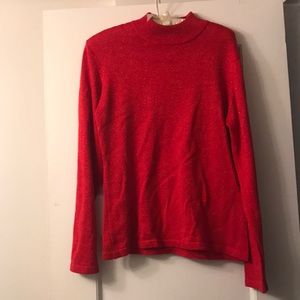 Vintage | Sweaters | Vintage Sparkly Metallic Red Mock Neck | Poshmark
