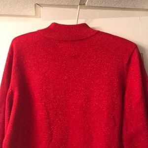 Vintage | Sweaters | Vintage Sparkly Metallic Red Mock Neck | Poshmark