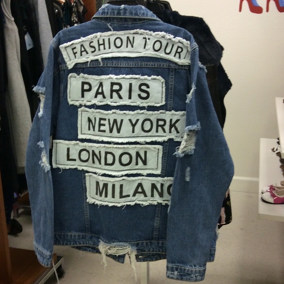 Jackets & Coats | Denim Jacket With Names Of Cities On The Back | Poshmark