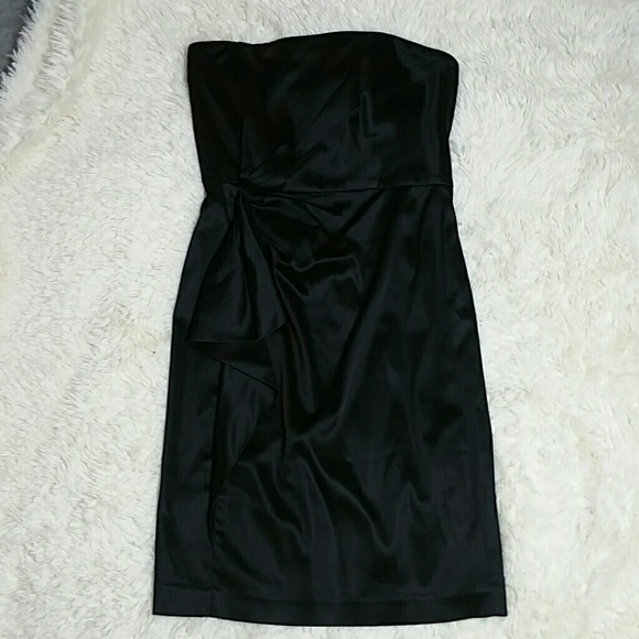 White House Black Market | Dresses | Whbm Strapless Black Satin Dress | Poshmark