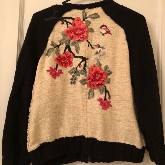 Zara | Jackets & Coats | Zara Embroidered And Embellished Bomber Jacket ...